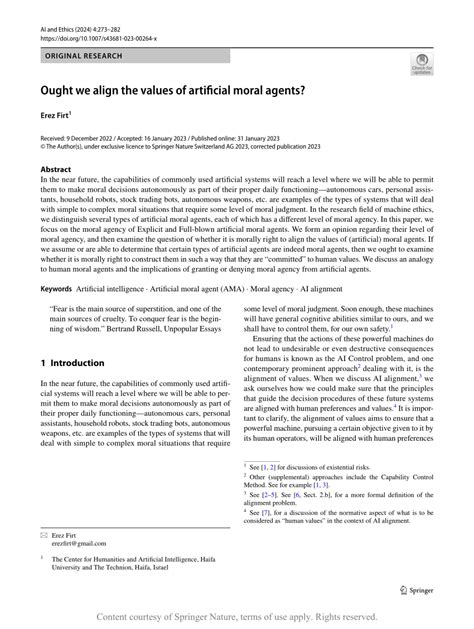 Ought We Align The Values Of Artificial Moral Agents Request Pdf