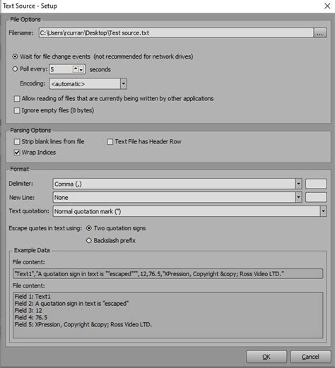 XPression DataLinq Text Source Ross Video