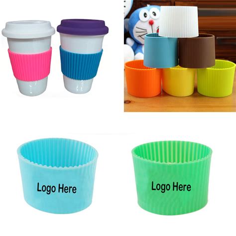 Silicone Non Slip Cup Sleeve Heat Proof Cup Set Hi Logo Promos