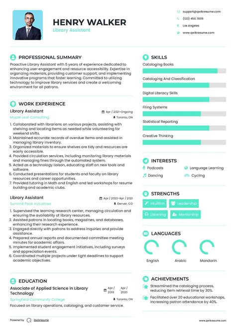 School Library Assistant Resume Template Best Design Tips Vrogue