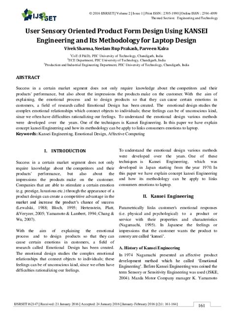 Pdf User Sensory Oriented Product Form Design Using Kansei Engineering And Its Methodology For