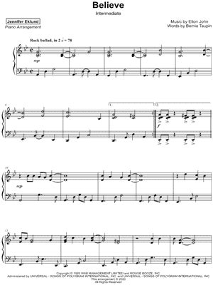 Believe Sheet Music Arrangements Available Instantly Musicnotes