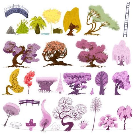 Concept Art By Wouter Tulp Via Behance A Variety Of Different Stylised Trees Making Varied