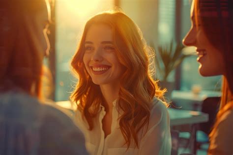 Premium Photo A Smiling Female Boss And A Subordinate Engaged In A Friendly Discussion In A