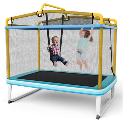 Feet Rectangle Trampoline With Swing Horizontal Bar And Safety Net