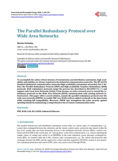 Pdf The Parallel Redundancy Protocol Over Wide Area Networks