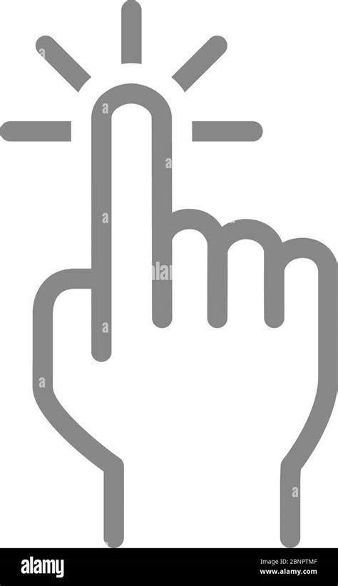 Click With One Finger Line Icon Cursor Pointer Touch Screen Hand