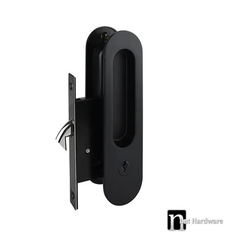 Matt Black Oval Shaped Sliding Key Lock Set Nbat Hardware