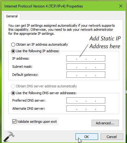 How To Configure Static Ip Address In Windows