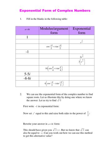 Complex Numbers Teaching Resources