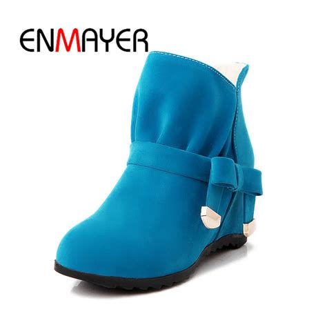 Enmayer 2018 Elastic Band Ankle Strap Boots Footwear 34 43 Flat With