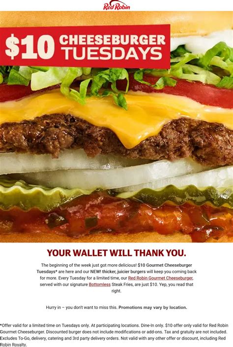 Gourmet Cheeseburger Bottomless Fries 10 Today At Red Robin