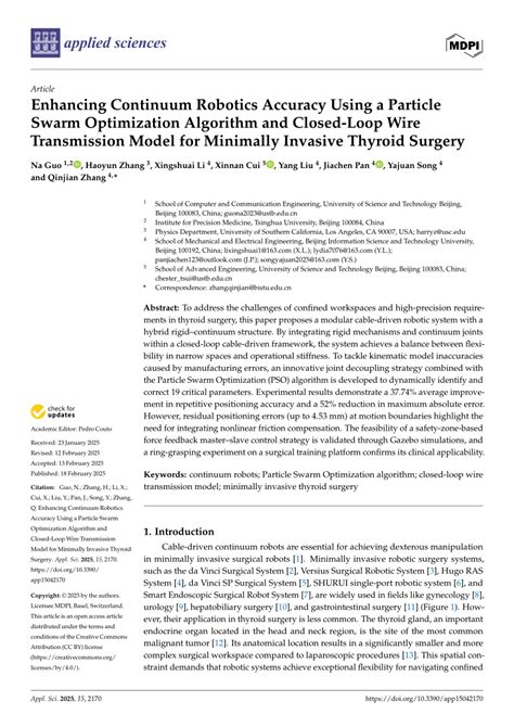 PDF Enhancing Continuum Robotics Accuracy Using A Particle Swarm