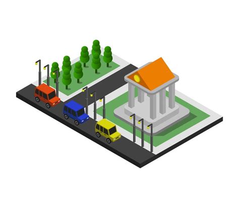 Isometric Bank Premium Vector