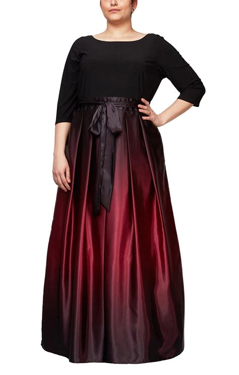 Navy Wedgewood Sl Fashions 9451111 Plus Size Ombre Satin Long Formal