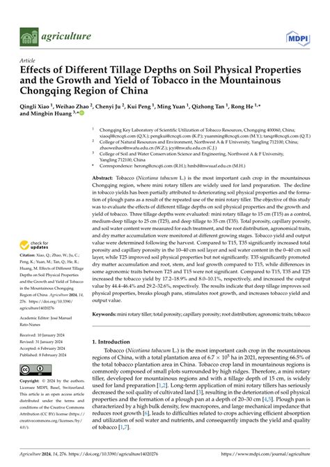 (PDF) Effects of Different Tillage Depths on Soil Physical Properties and the Growth and Yield ...