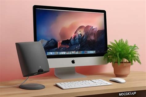 Desktop Computer 24 Clay Mockup Premium Ai Generated Image