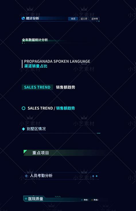 大数据可视化大屏数据统计ui组件 标题 背边框样式psd素材源文件 淘宝网