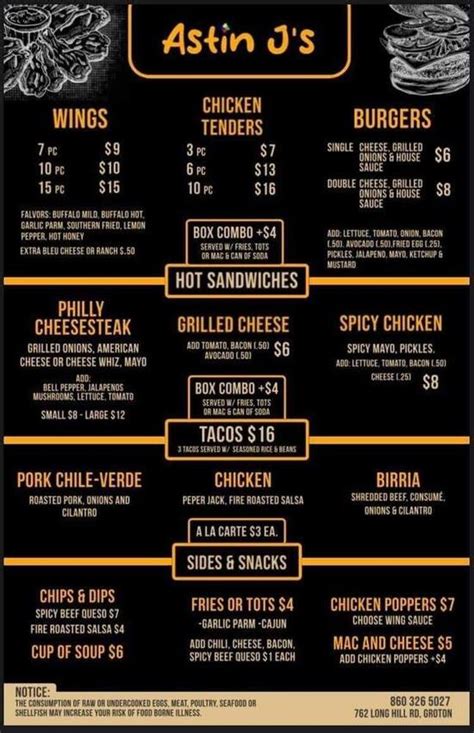 Menu At Astin Js Restaurant Groton
