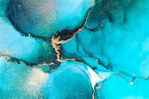 종이에 그려진 대리석 액체 잉크 아트 그림의 럭셔리 블루 추상적인 배경 고품질 종이 질감에 원본 작품 수채화 알코올 잉크 페인트의 이미지 대리석 효과에 대한 스톡 사진 및