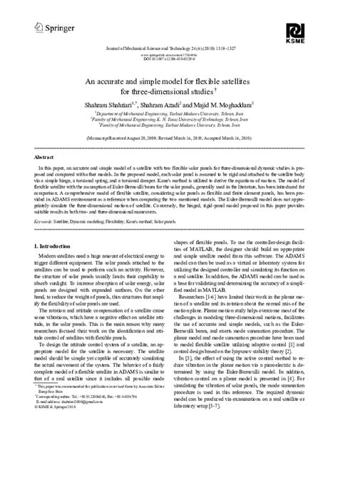 pdf an accurate and simple model for flexible satellites for three