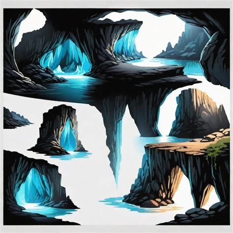 Luminous Cave Detailed Vector Set Premium AI Generated Vector