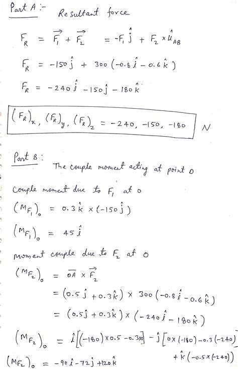 Solved Part A Replace The Loading By An Equivalent Resultant Force