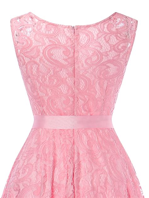Women V Neck Sleeveless Lace Party A Line Dress Pink On Luulla