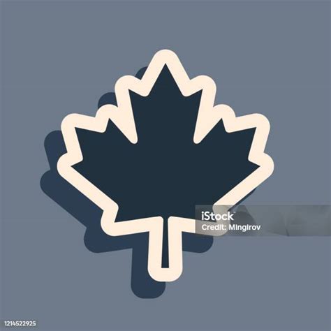 회색 배경에 격리 된 검은 색 캐나다 단풍 나무 잎 아이콘입니다 캐나다 기호 단풍 잎입니다 긴 그림자 스타일입니다 벡터