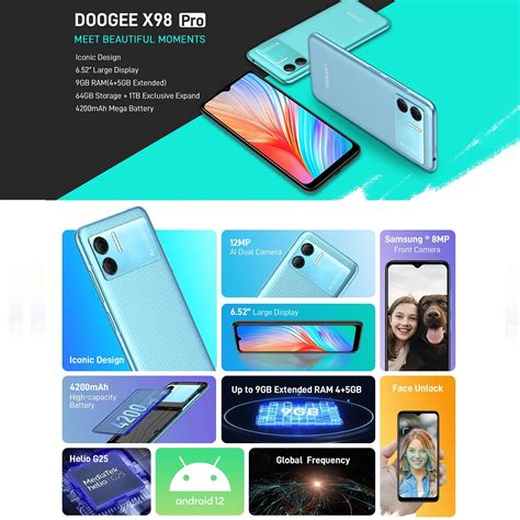 Doogee X98 Pro 4gb 64gb Face Id 4200mah 652 Inch Android 12 Helio G25