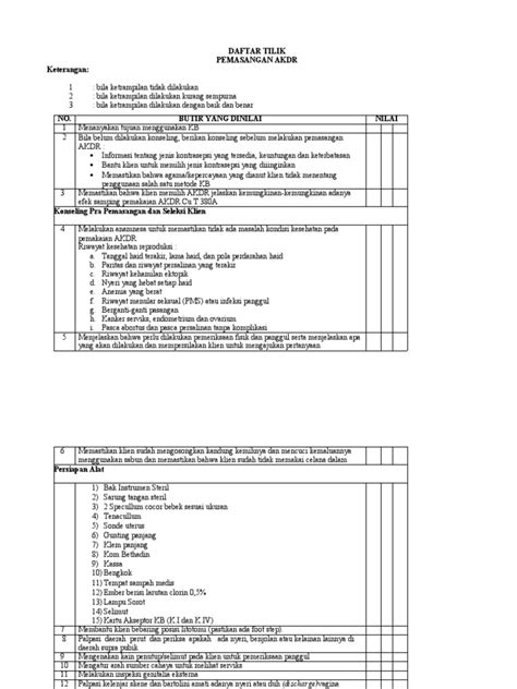 Checklist Pemasangan Iud Pdf