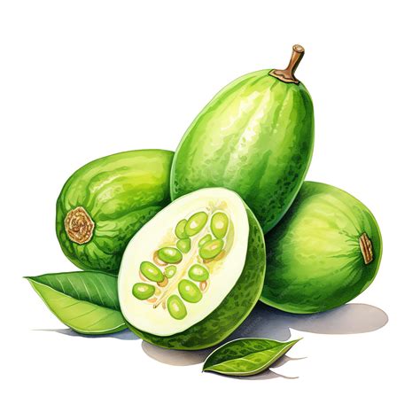 Premium Photo Beautiful Feijoa Watercolor Clipart Illustration
