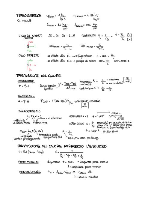 Fisica Tecnica E Impianti Formule Formulari Di Fisica Tecnica Docsity
