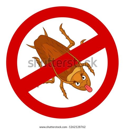 Cartoon Cockroach Stop Sign Show Tongue Stock Vector Royalty Free