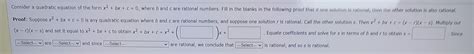Solved Consider A Quadratic Equation Of The Form X2 Bx C 0