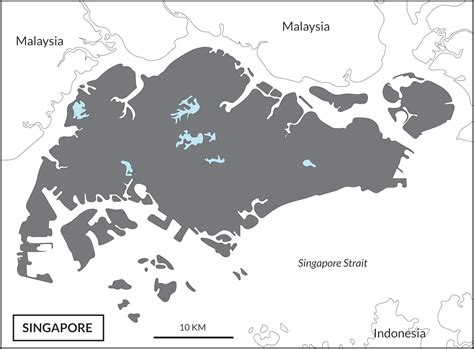 Singapore Map High Details On Black Color And White Background And