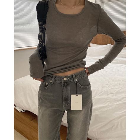 시스루 슬림 실루엣 이너 티셔츠