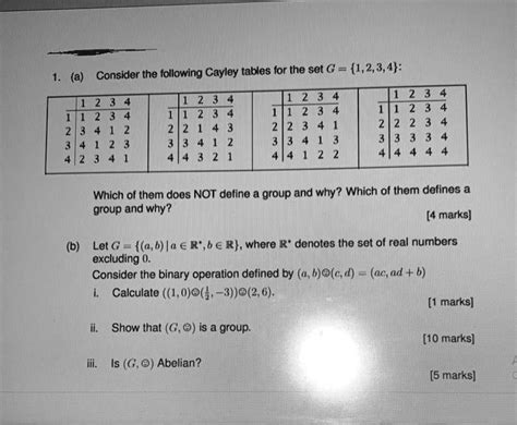 Consider The Following Cayley Tables For The Set G 1234 3 H Which Of