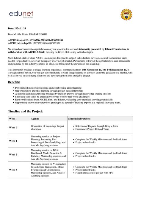 Rudra Pratap Singh On Linkedin Internship Greenskills Ai Aicte Edunet Shell Sustainability