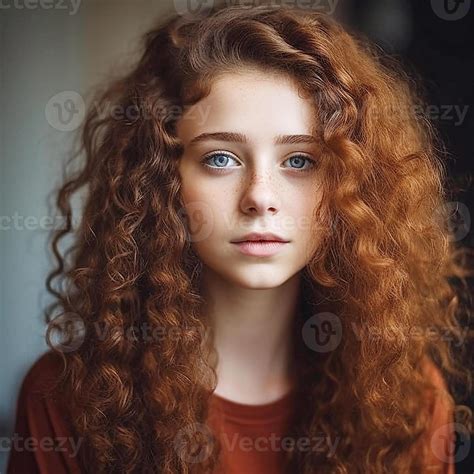 Portrait Of A Young Attractive Girl With Curly Long Dark Hair 23115038