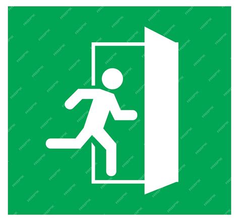 Знак аварийного выхода значок бегущего человека к двери значок предупреждения табличка
