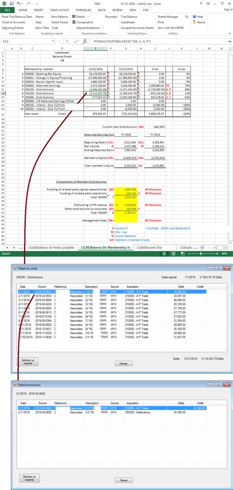 Grand Livre Drill Down Complément Excel FSM