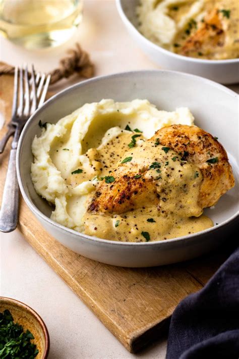 Chicken With Creamy Dijon Sauce And Mashed Potatoes Modern Farmhouse Eats