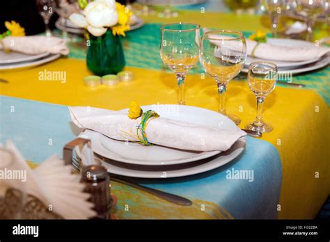 Table Setting View Stock Photo Alamy