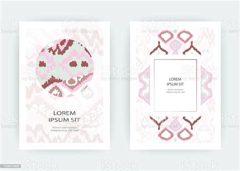 카드 민족 보헤미안 풍의 패턴을 설정 합니다 지그재그로 기하학적 추상 파스텔 인쇄 커버 디자인입니다 부족 Boho 배경 벡터 일러스트입니다 트렌디한 서식 파일 벡터 웨딩