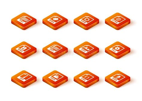 Set Zip File Document Mov Wav Ppt Css And Otf Icon Vector Stock Vector Illustration Of