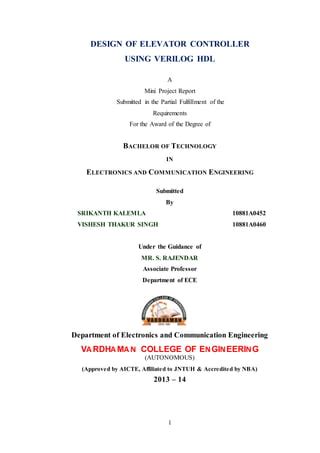 Design Of Elevator Controller Using Verilog Hdl Docx