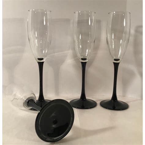 Vintage Black Stem Wine Glasses Set Of 4 Chairish