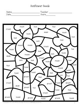 Autumn Phonics Color By Code Diphthongs Worksheet Packet No Prep