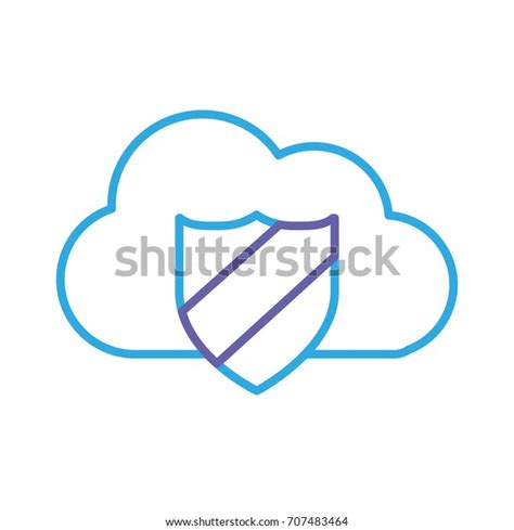 Silhouette Cloud Data Center Security Shield Stock Vector Royalty Free
